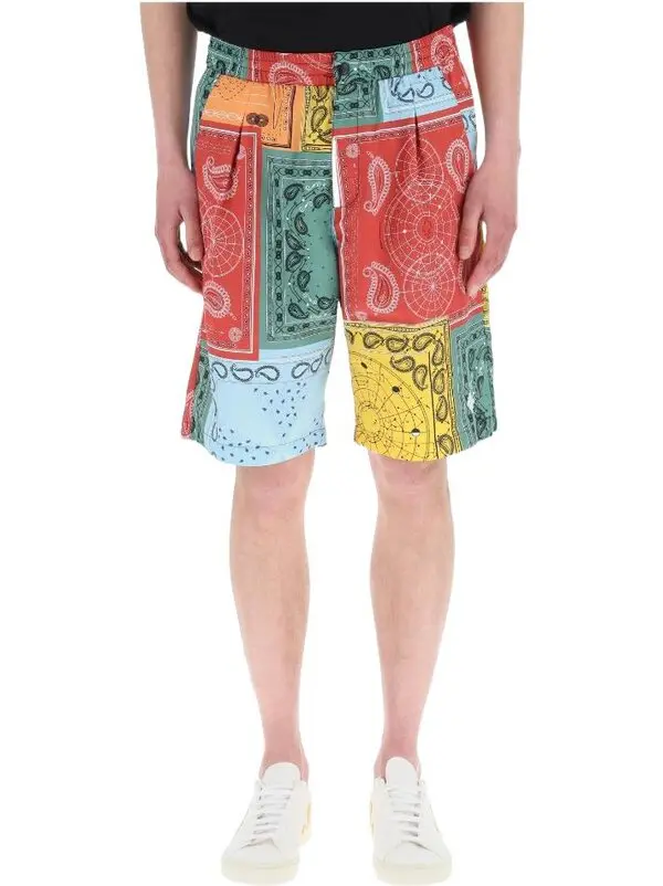 MARCELO BURLON COUNTY OF MILAN Patchwork Bandana Print Shorts - Multicolor