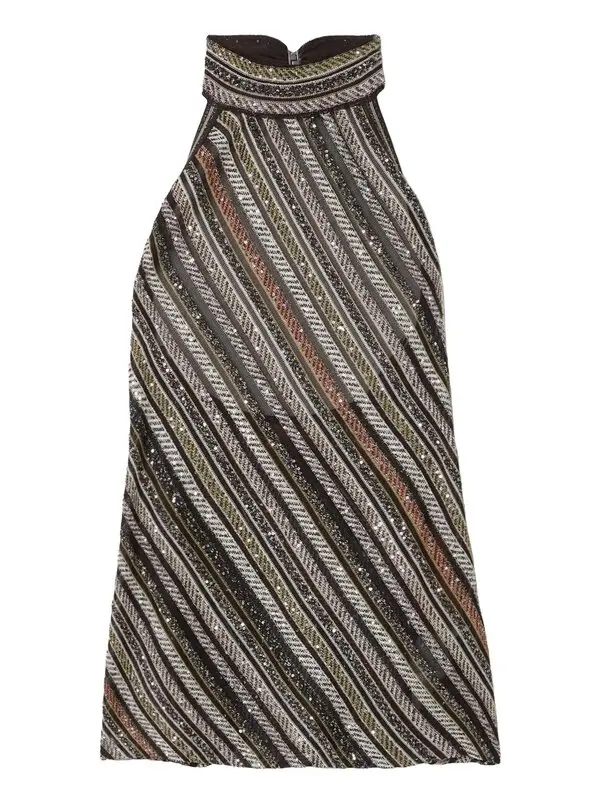 Missoni Sequined Striped Halterneck Top - Black
