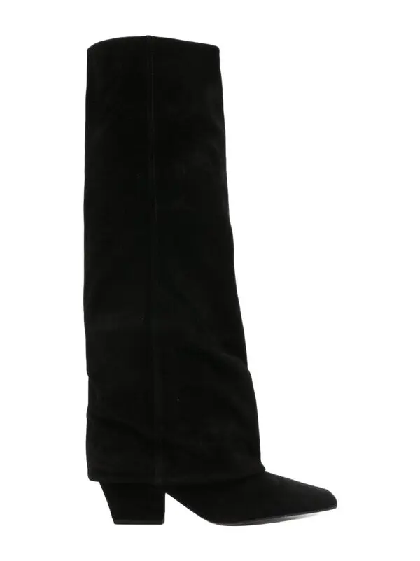 Paris Texas Pointed Toe Low Heel Boots - Black