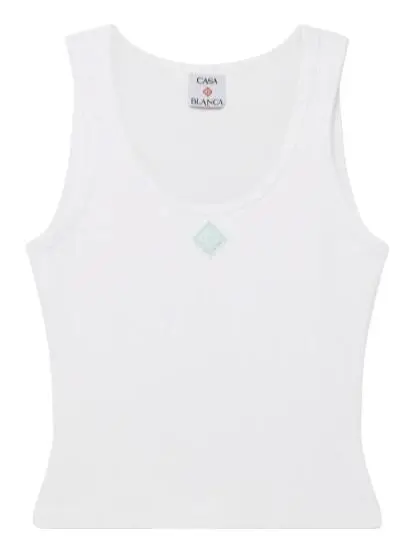 Casablanca Ribbed Jersey Tank Top - Bright White