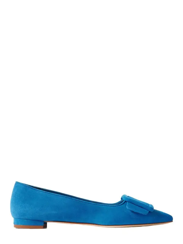 Manolo Blahnik Pointed Toe Flats - Blue