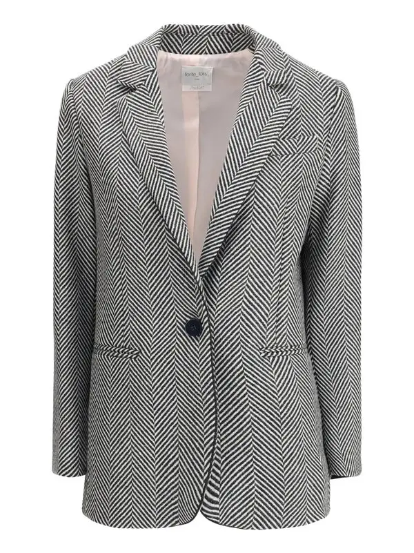 FORTE_FORTE Single-breasted Herringbone Patterned Jacket - Gray