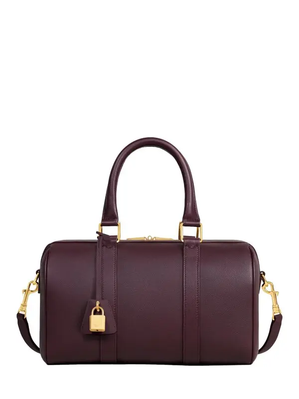 Celine Medium Boston Bag In Grained Calfskin - Deep Burgundy Red