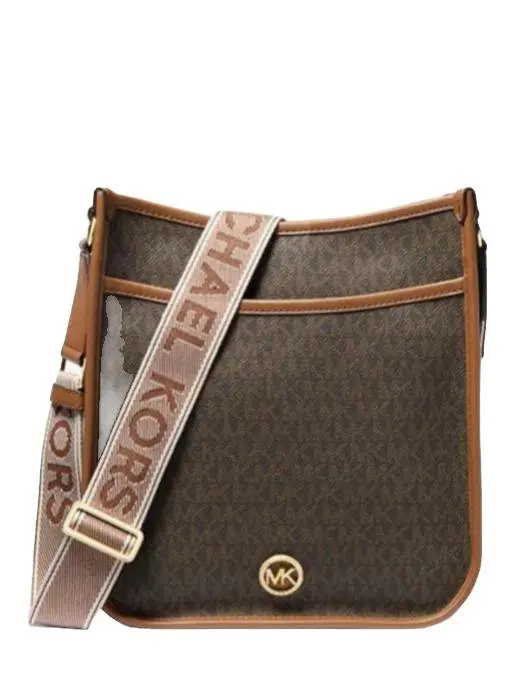 Michael Kors Luisa Large Signature Logo Messenger Bag - Brown