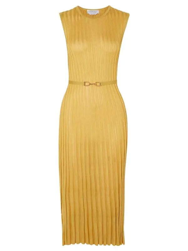 Gabriela Hearst Maier Ribbed-knit Silk Midi Dress - Yellow