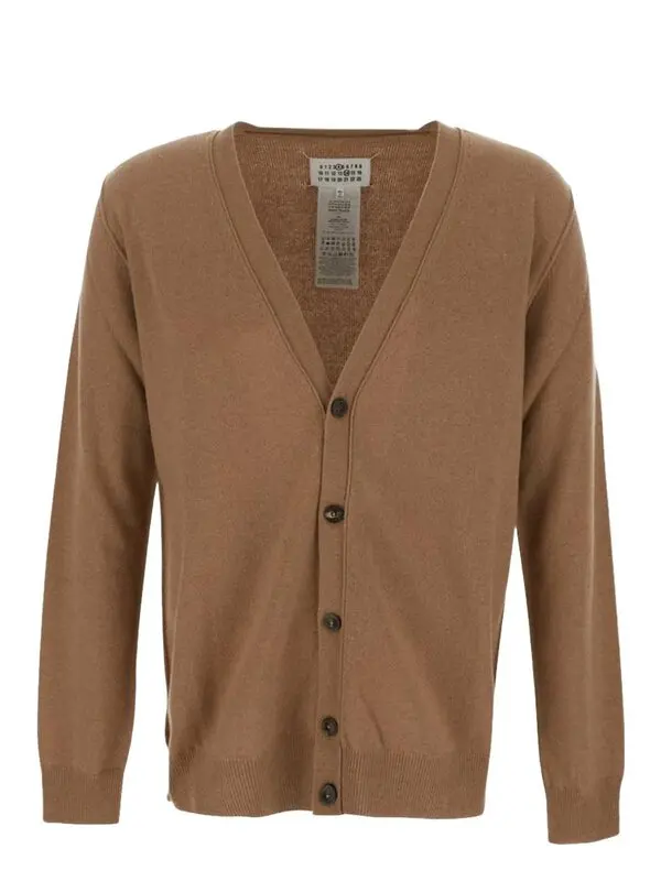 MAISON MARGIELA Buttoned V-neck Cardigan - Brown