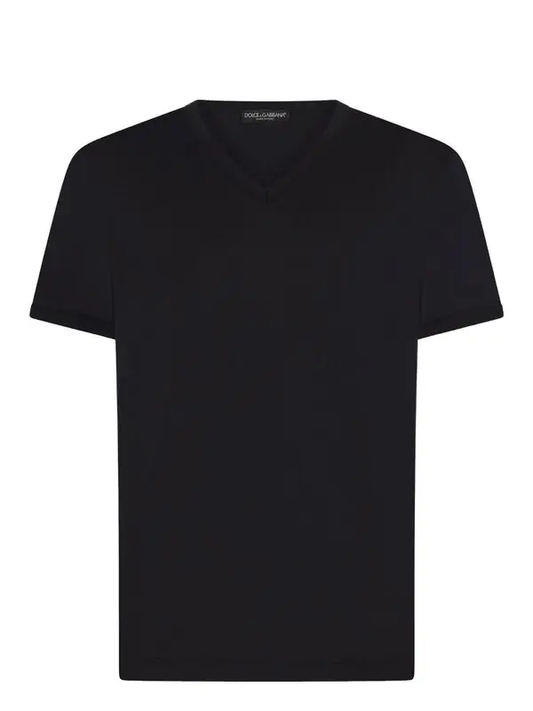 Dolce & Gabbana Logo Label V-neck T-shirt - Blue