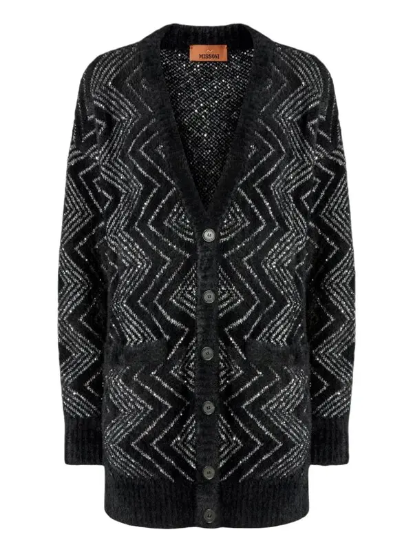 Missoni Oversized Zig Zag Cardigan - Black/white