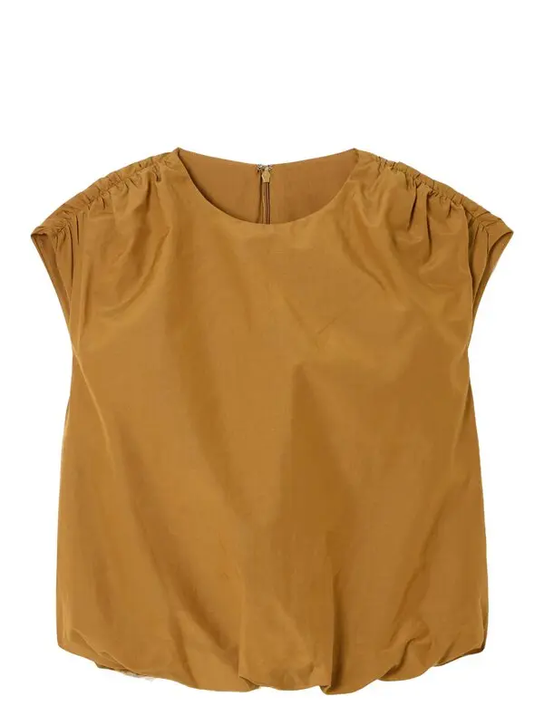 Loulou De Saison Cosma Gathered-shoulder Top - Ocher
