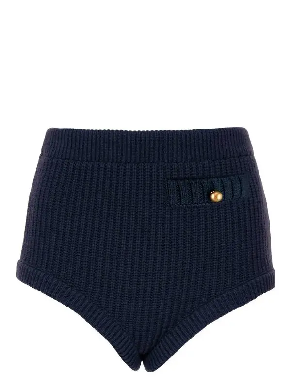 Chloé Wool And Cashmere High-rise Mini Shorts - Navy Blue