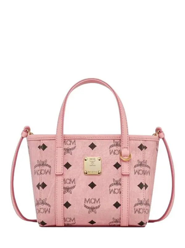 Mcm Monogram Top Handle Crossbody Bag - Pink