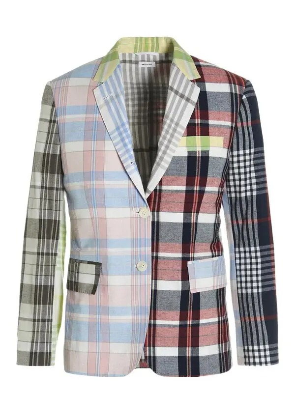 Thom Browne Single-breasted Checkered Blazer - Light Pink