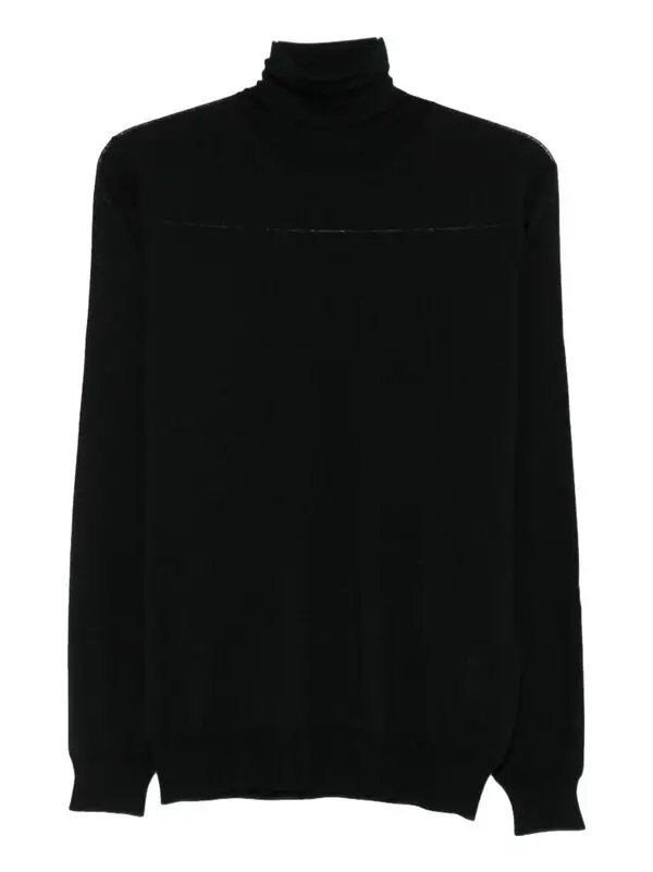 LARDINI Virgin Wool High Neck Sweater - Black