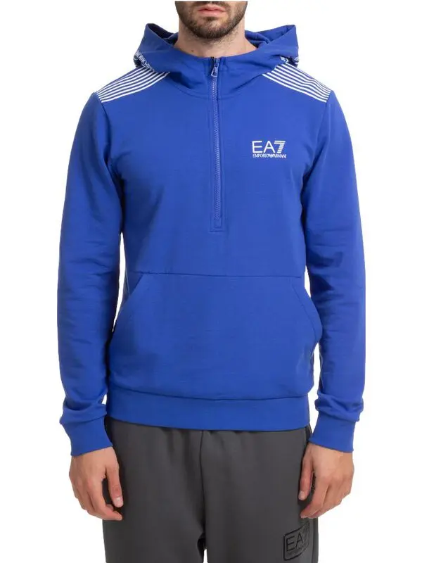 EA7 Logo Half-zip Hoodie - Blue