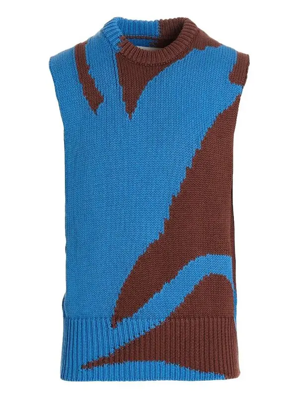 JIL SANDER Crewneck Sleeveless Vest With Logo Detail - Blue
