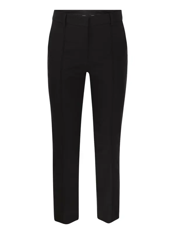 Sportmax High Waist Straight Leg Trousers With Leg Folds - Black