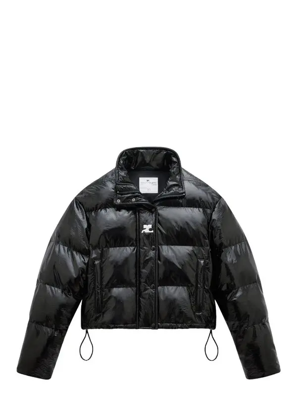 COURREGES Cropped High Neck Puffer Jacket - Black