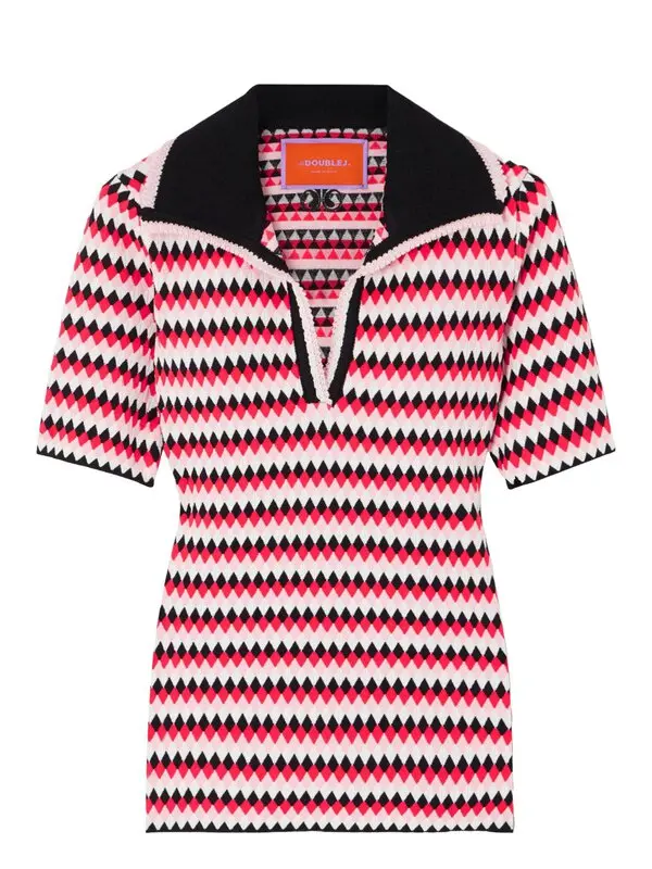 La DoubleJ Logo-embroidered Knit Top - Black