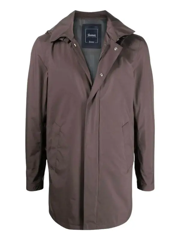 Herno Hooded Zip-up Raincoat - Black