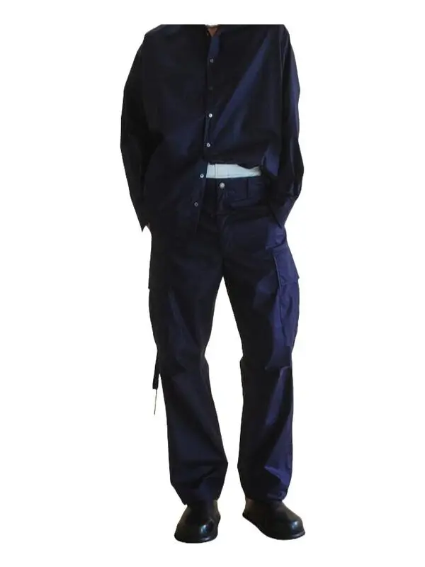 DARKPARK Cargo Pants With Logo Patch Detail - Blue Navy