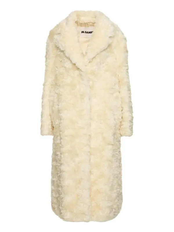 JIL SANDER Single-breasted Shearling Coat - Nude