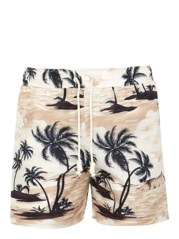 Palm Angels X Vilebrequin Hawaiian Print Swim Shorts - White