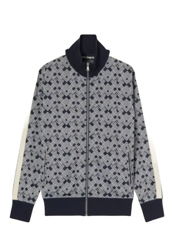 Palm Angels Monogram High Neck Track Jacket - Gray