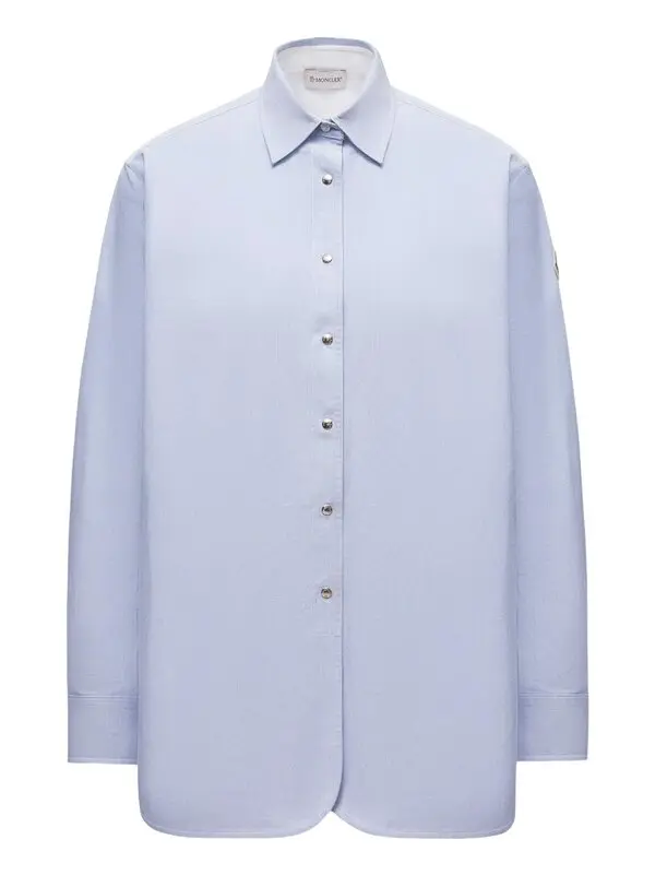 Moncler Oxford Cotton Long Sleeve Shirt - Light Blue