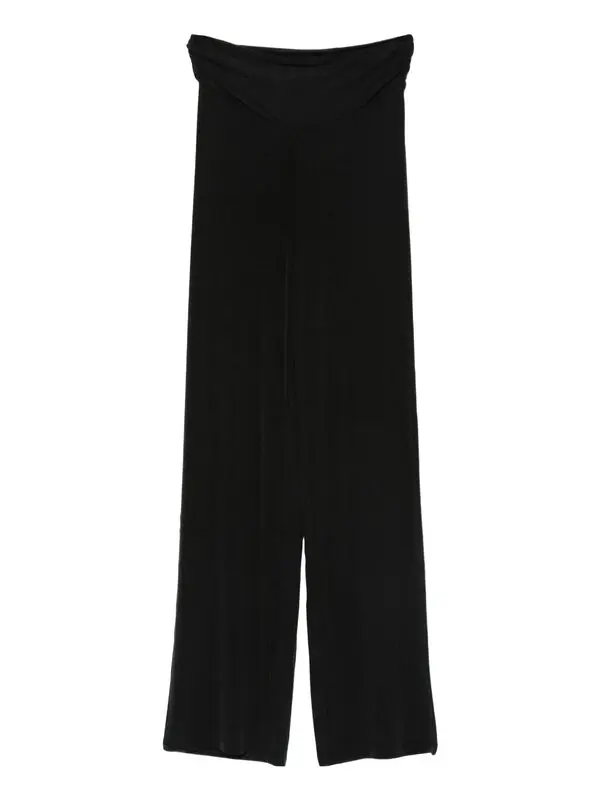 AYA MUSE Ribbed Ruched Trousers - Black