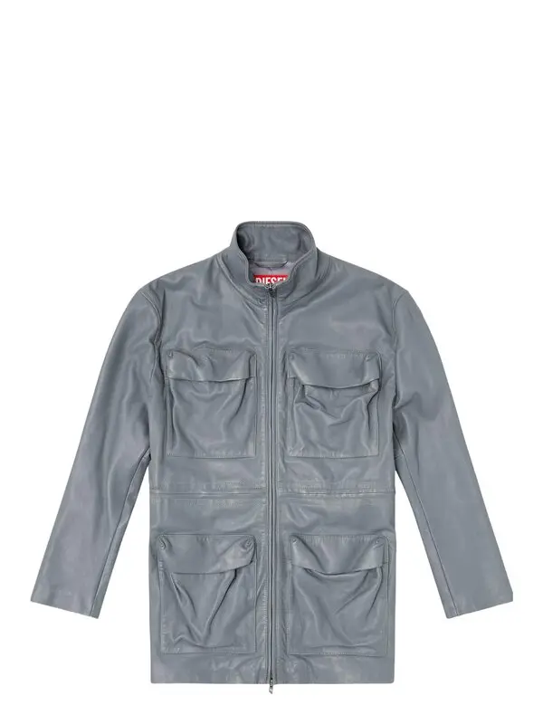 DIESEL® L-wen Leather Jacket - Grey