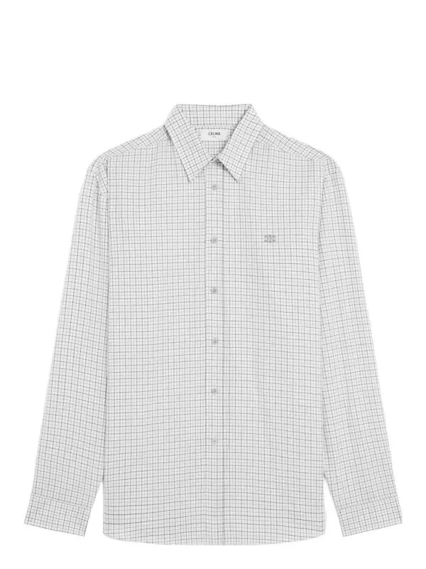 Celine Relaxed Shirt In Checked Cotton Twill - Ivory/gray/black