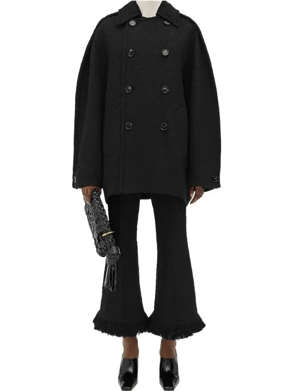 Bottega Veneta Light Cotton Tweed Cocoon Coat - Black