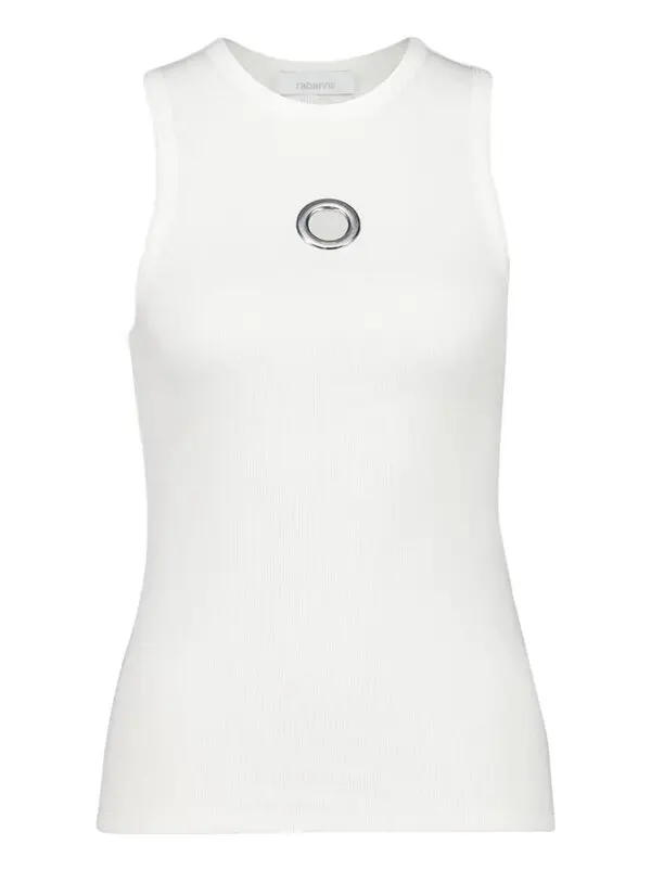 Rabanne Embellished Ribbed Tank Top - White