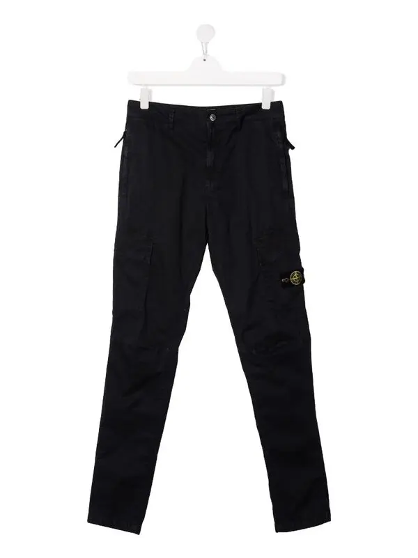 Stone Island Logo Detailed Cargo Pants - Blue