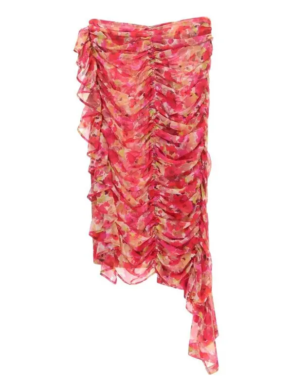 Dries Van Noten Printed Ruffled Skirt - Red