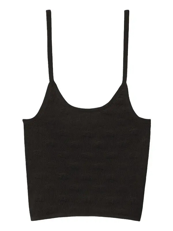 Alexander Wang A" Logo Sheer Stretch Nylon Fitted Tank - Black