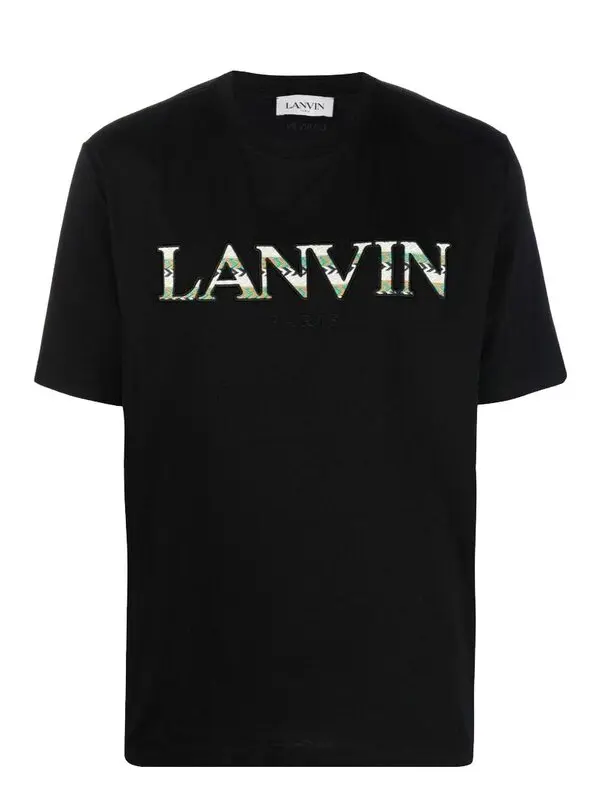 LANVIN Logo Embroidered Crewneck T-shirt - Black