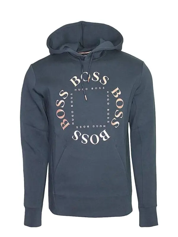 Hugo Boss Logo Hooded Sweater - Blue