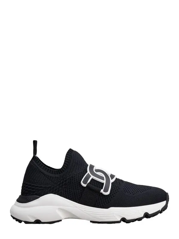 TOD'S Kate Knitted Slip-on Sneakers With Chain Detailing - Black