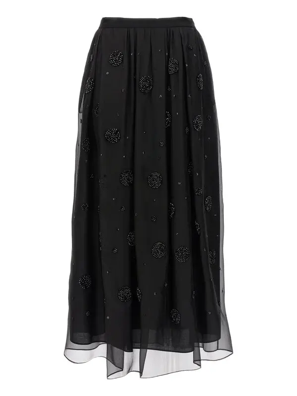 Max Mara Embellished Maxi Skirt - Black