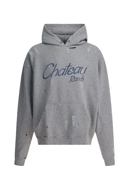 GALLERY DEPT. Distressed Horseshoe-print Hoodie - Gray