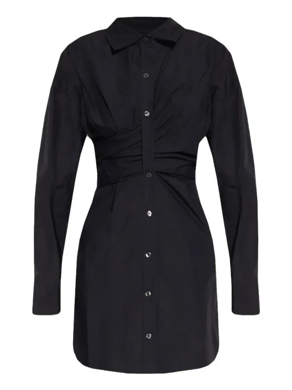 Alexander Wang Gathered Long-sleeved Shirt Dress - Black