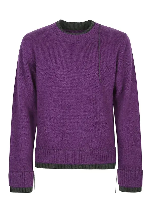 Sacai Double-layered Ribbed Crew Neck Sweater - Purple