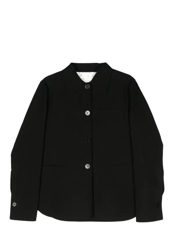 JIL SANDER Button-up Shirt Jacket With Curved Hem And Buckled Cuffs - Black