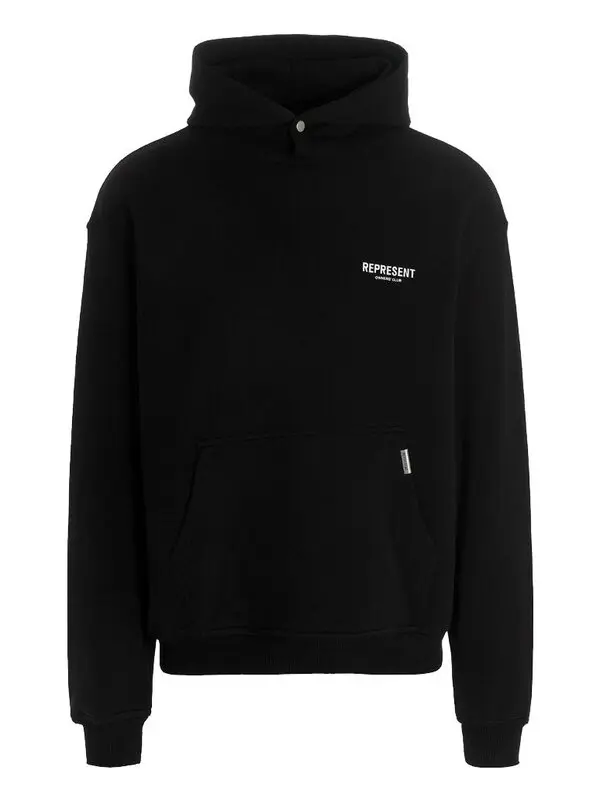 REPRESENT Logo Print Hoodie - Black