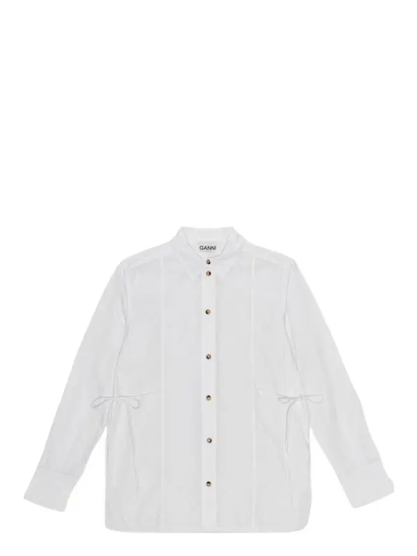 GANNI Shirt With Decorative Side Ties - White