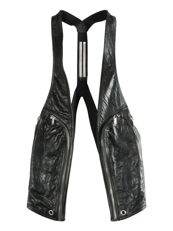 Rick Owens Zip-up Leather Vest - Black