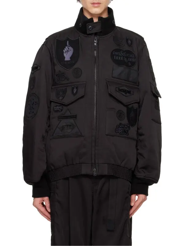 Sacai Logo Badge Bomber Jacket - Black
