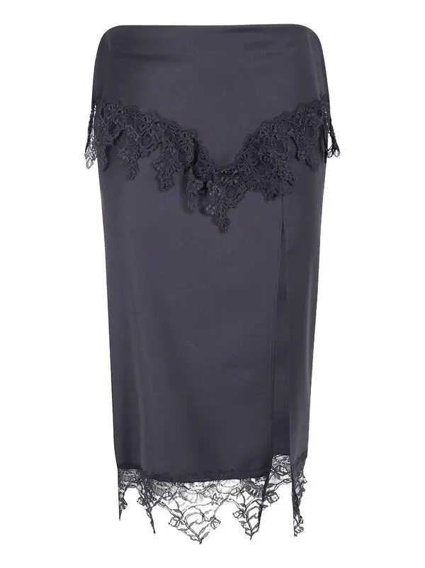 Blumarine Lace-trimmed Pencil Midi Skirt - Black