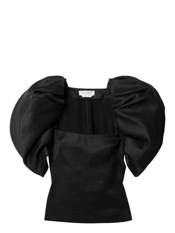 Gabriela Hearst Puff Sleeve Top With Square Neckline - Black